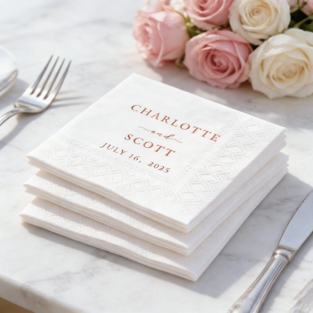 Minimalist White Branded Napkins - YBJ Food Packaging